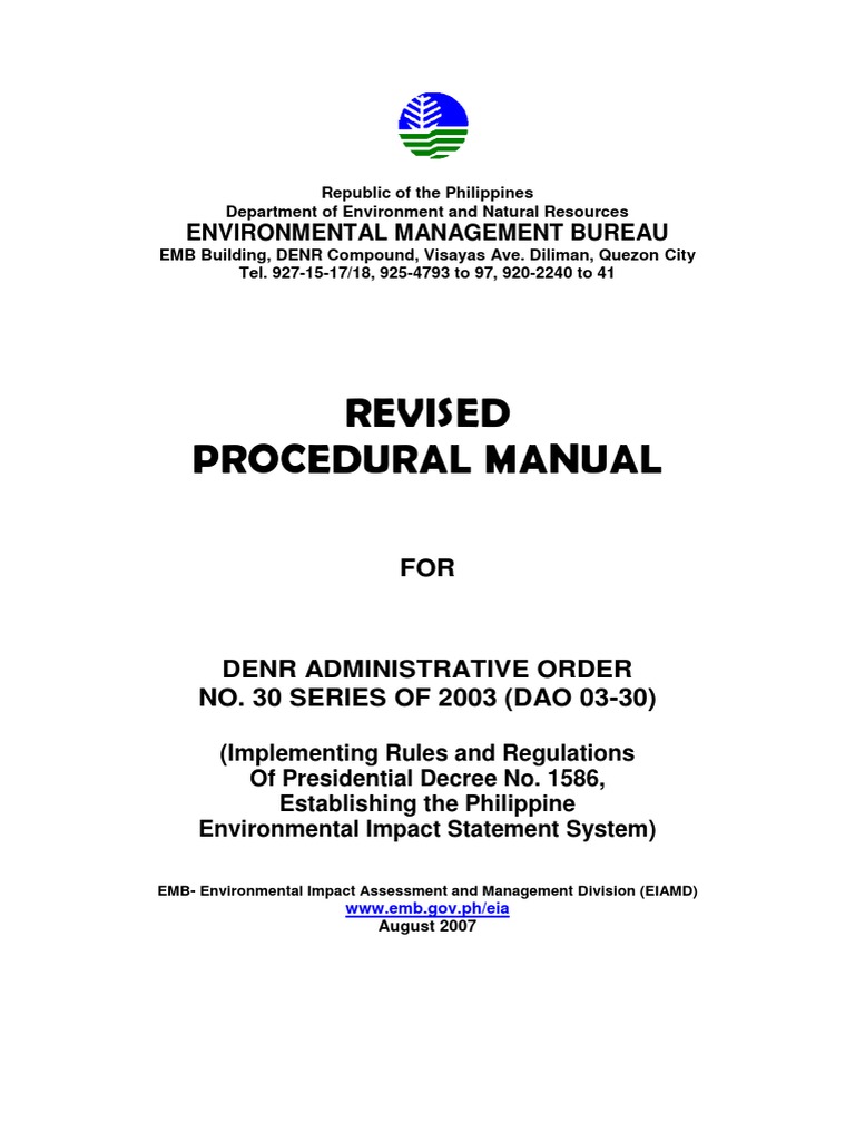 EIS Procedural Manual | PDF | Environmental Impact Assessment | Natural ...
