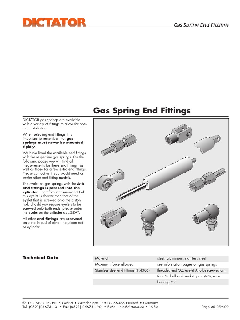12 Gas Spring End Fittings | PDF | Screw | Piston