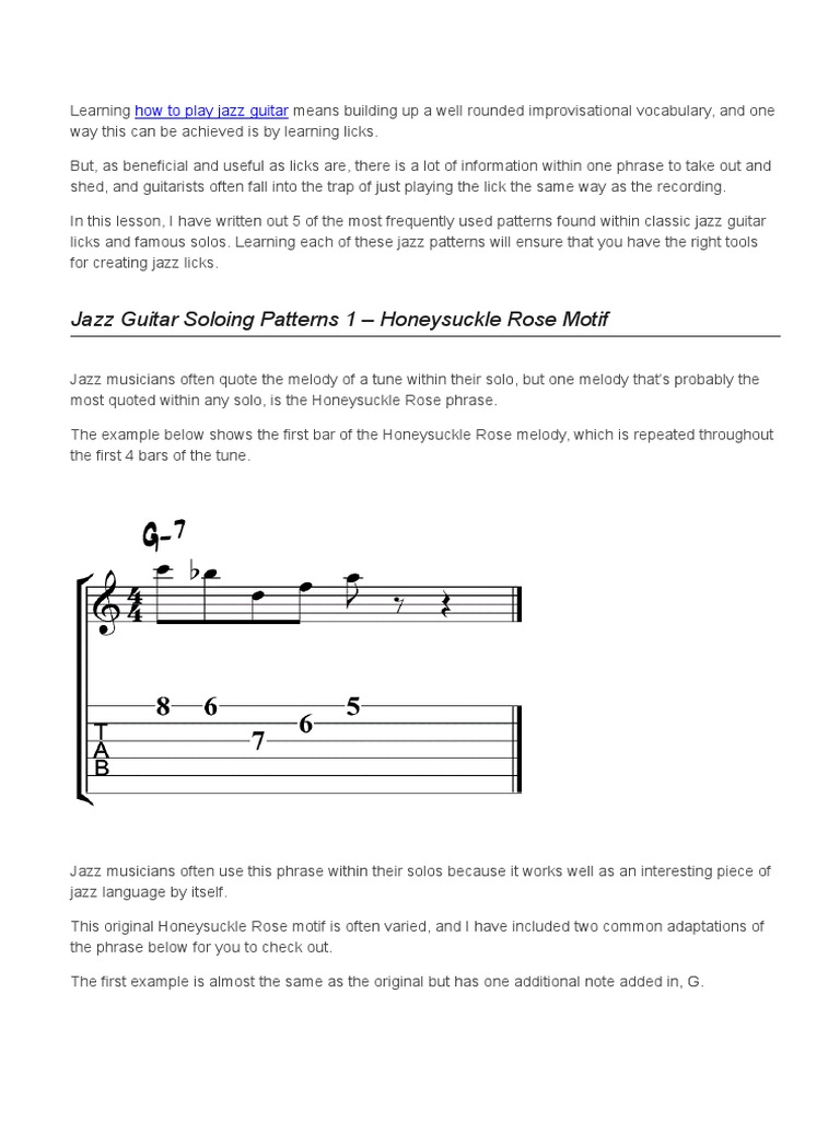 Essential Jazz Guitar Soloing Patterns | PDF | Jazz | Guitars