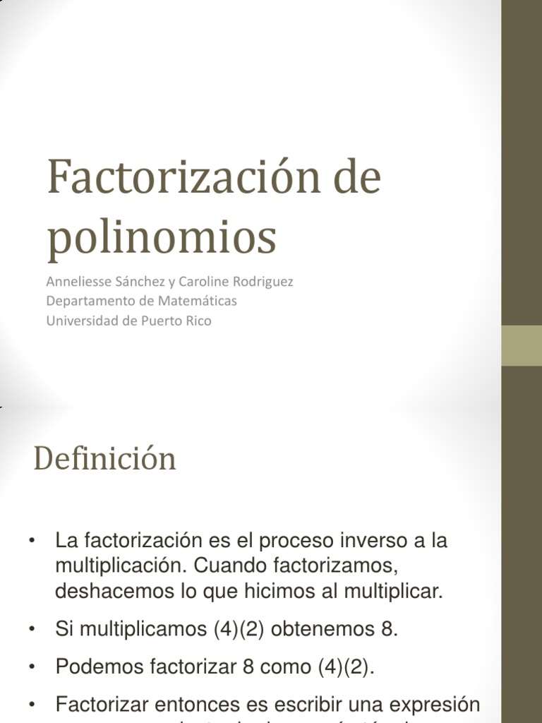 FACTORIZACION de Polinomios | PDF | Factorización | Álgebra abstracta