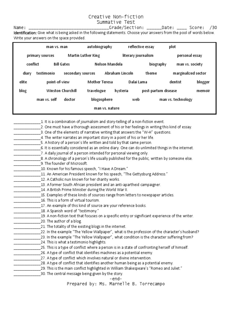 Reflective Insights: An Analysis of a Creative Non-Fiction Summative ...