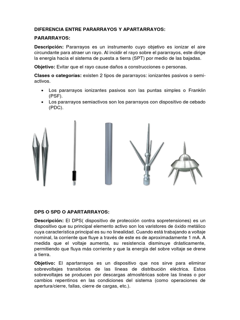 Pararrayos vs. Apartarrayos | PDF | Electromagnetismo | Electricidad