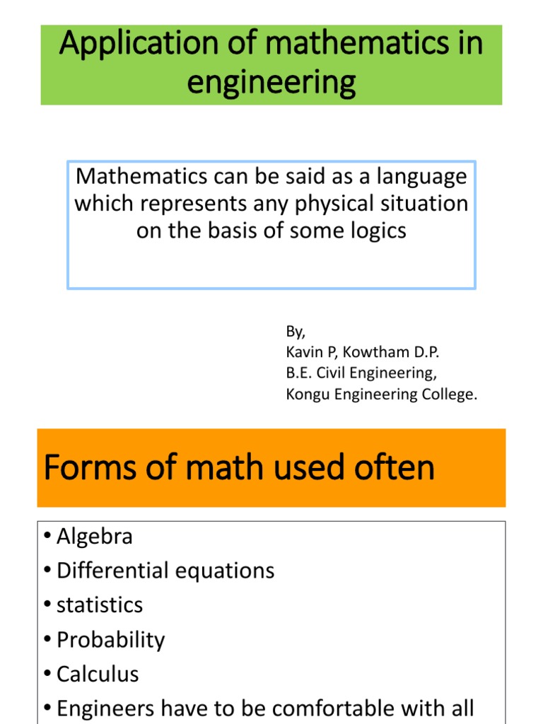 Mathematics in Civil Engineering Applications | PDF