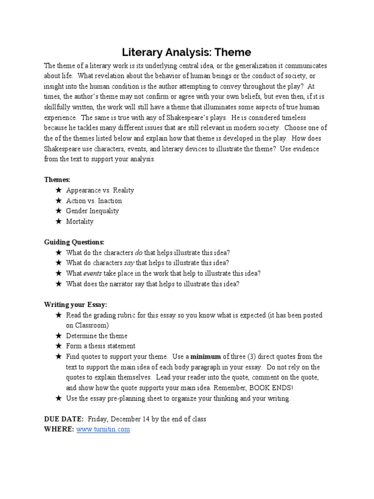 Literary Analysis - Theme | PDF | Philosophy | General Fiction