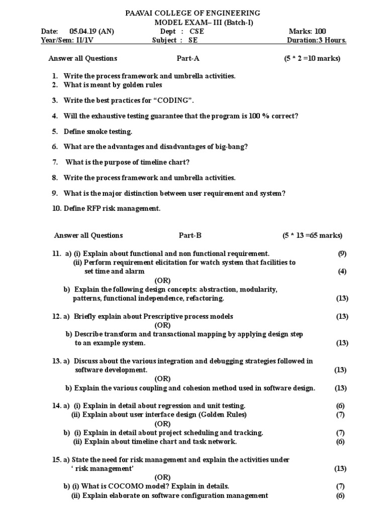 OS Question Paper | PDF | Unit Testing | Design