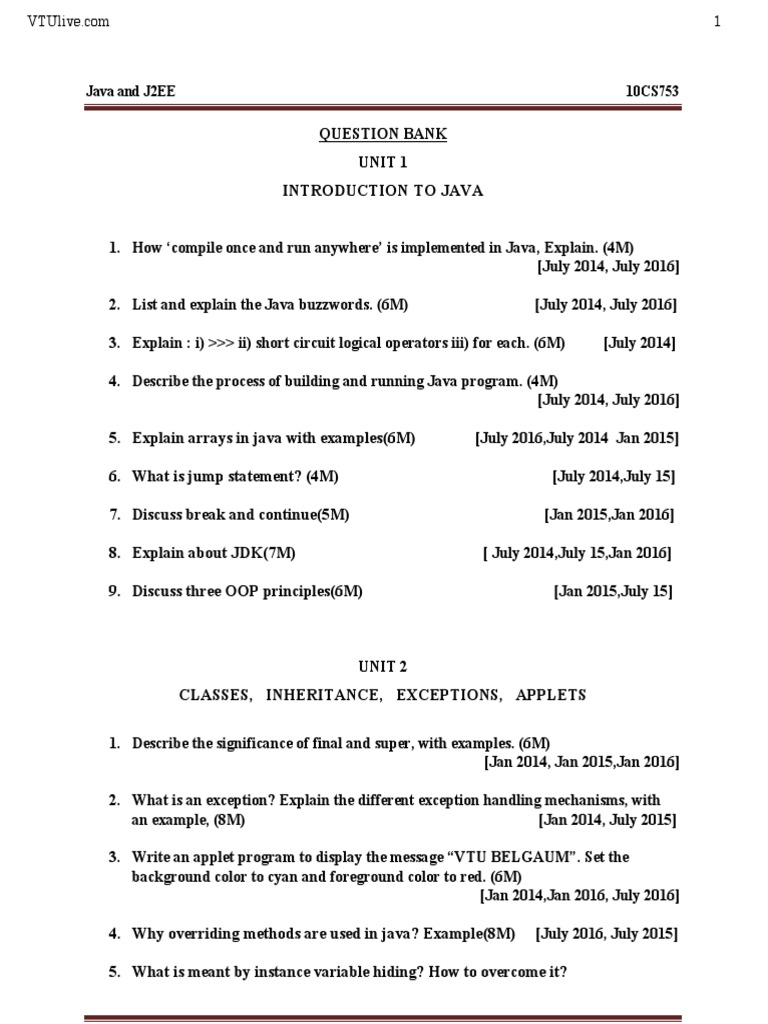 Cse-Vii-java and J2EE (10cs753) - Question Paper | PDF | Java Servlet | Java Server Pages