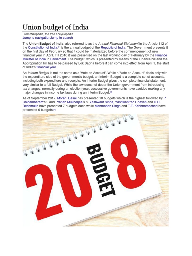 Overview of India's Union Budget | PDF