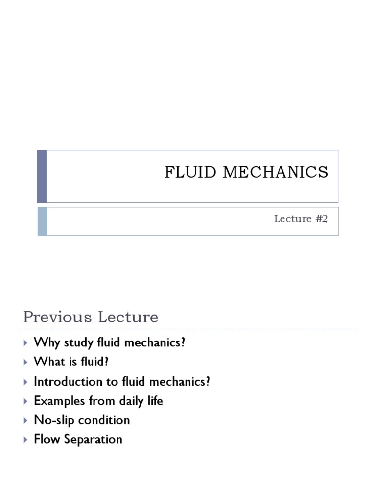 Fluid Mechanics: Lecture #2 | PDF | Fluid Dynamics | Laminar Flow