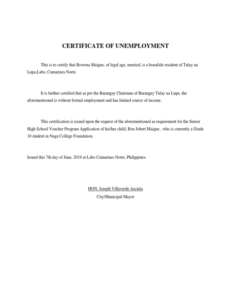 SHS VP Application - Municipal Certificate Template | PDF | Social ...