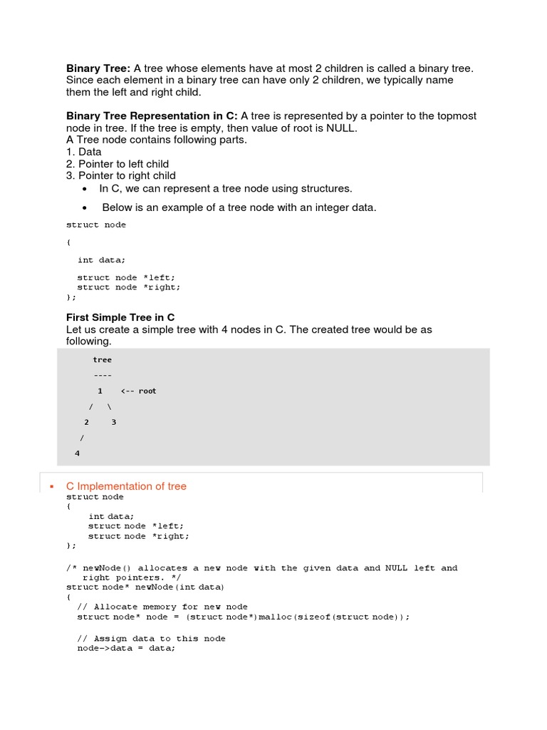 Binary Tree:: First Simple Tree in C | PDF | Mathematical Logic ...