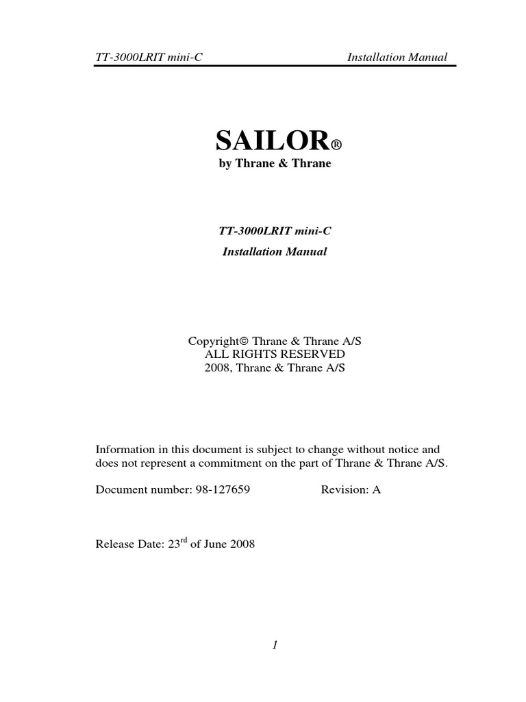 TT 3000 LRIT Installation Manual | PDF | Horizon | Antenna (Radio)
