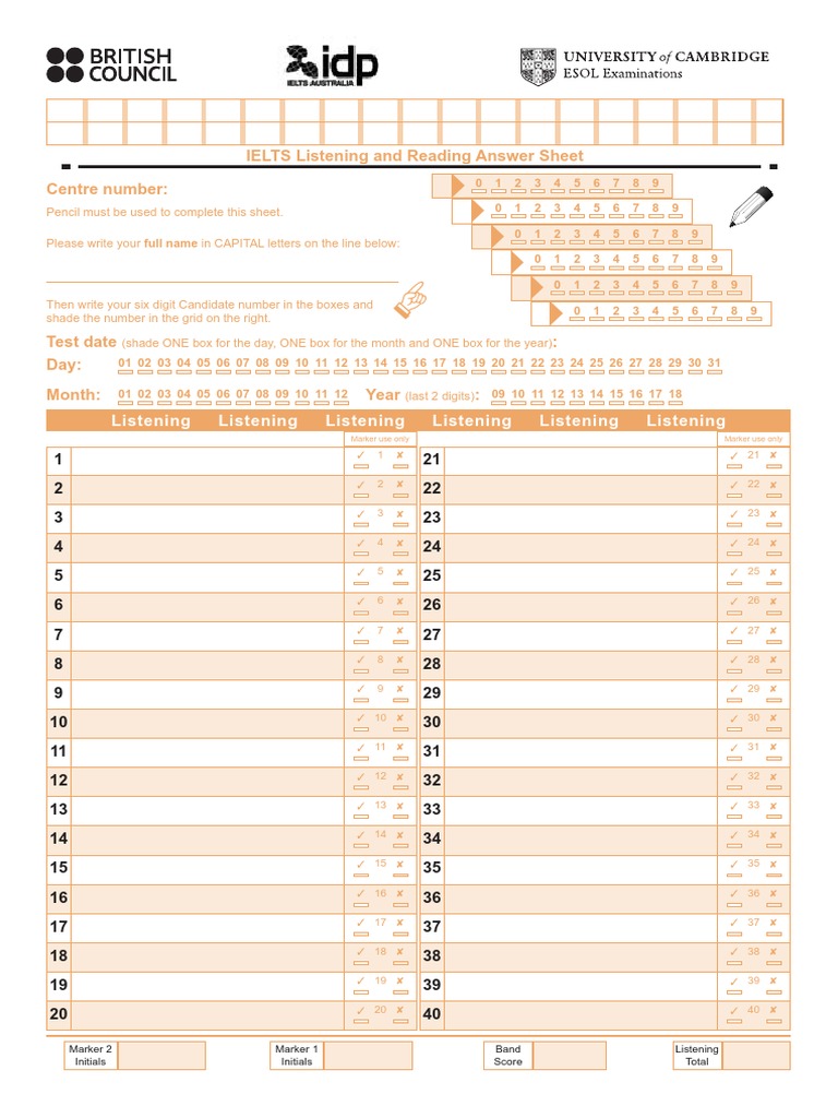 IELTS Listening Sample Answer Sheet | Download Free PDF | International ...