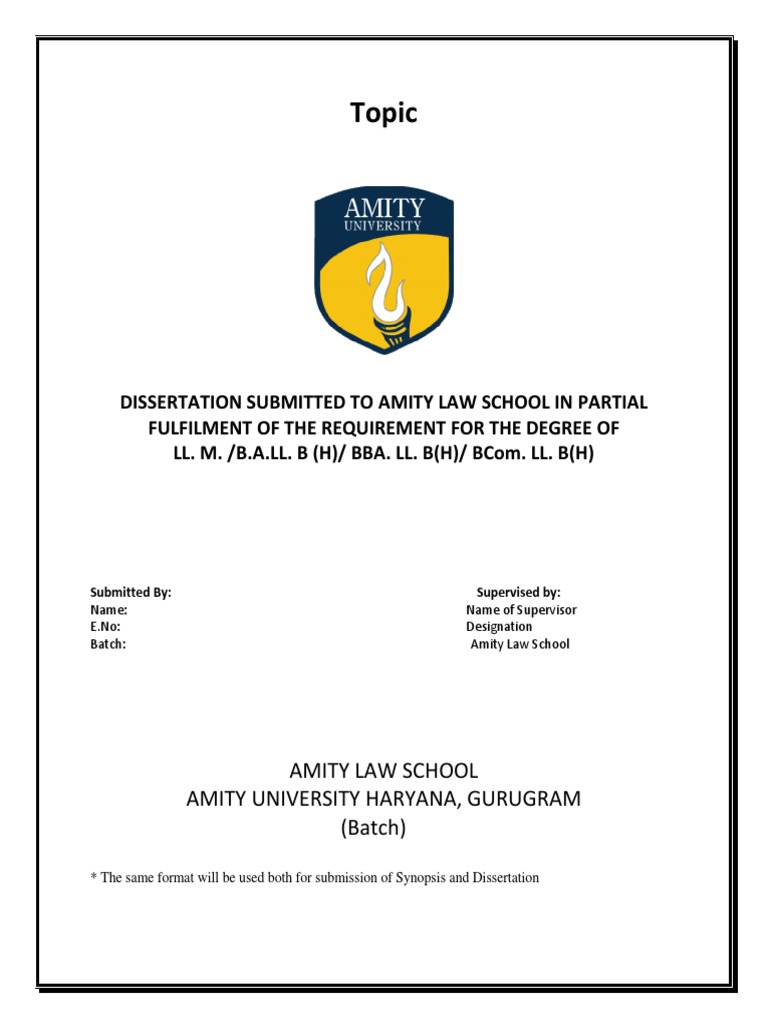 Dissertation Synopsis Format for Law | PDF