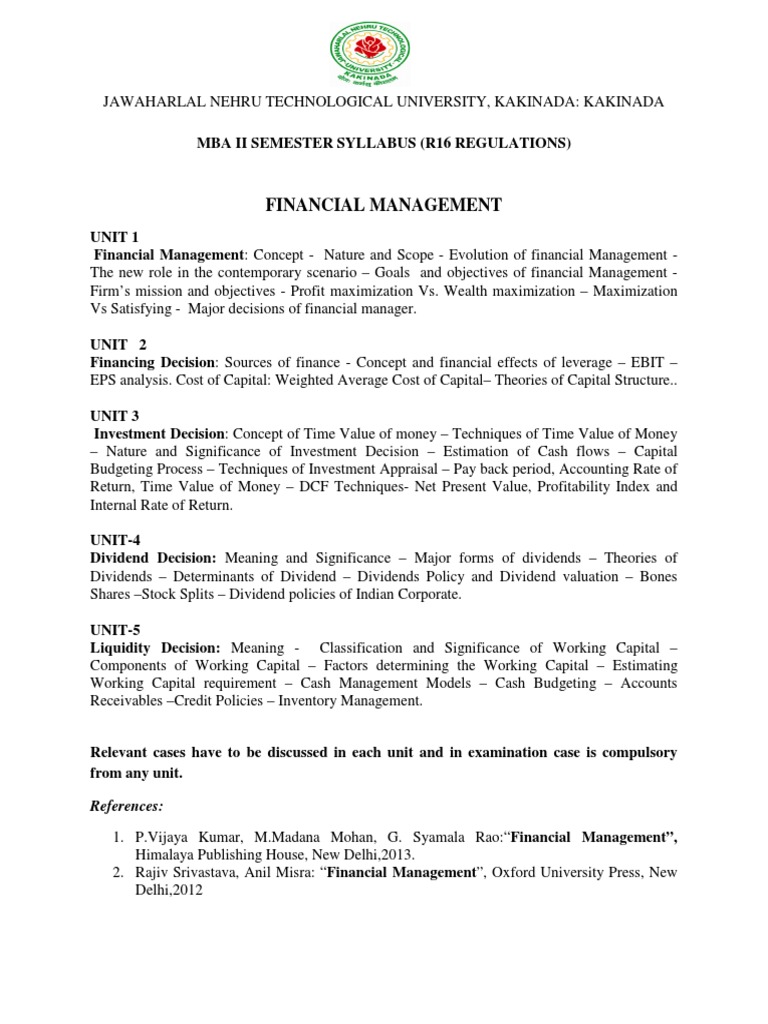 JNTUK MBA II Semester Syllabus Overview | PDF | Operations Management ...