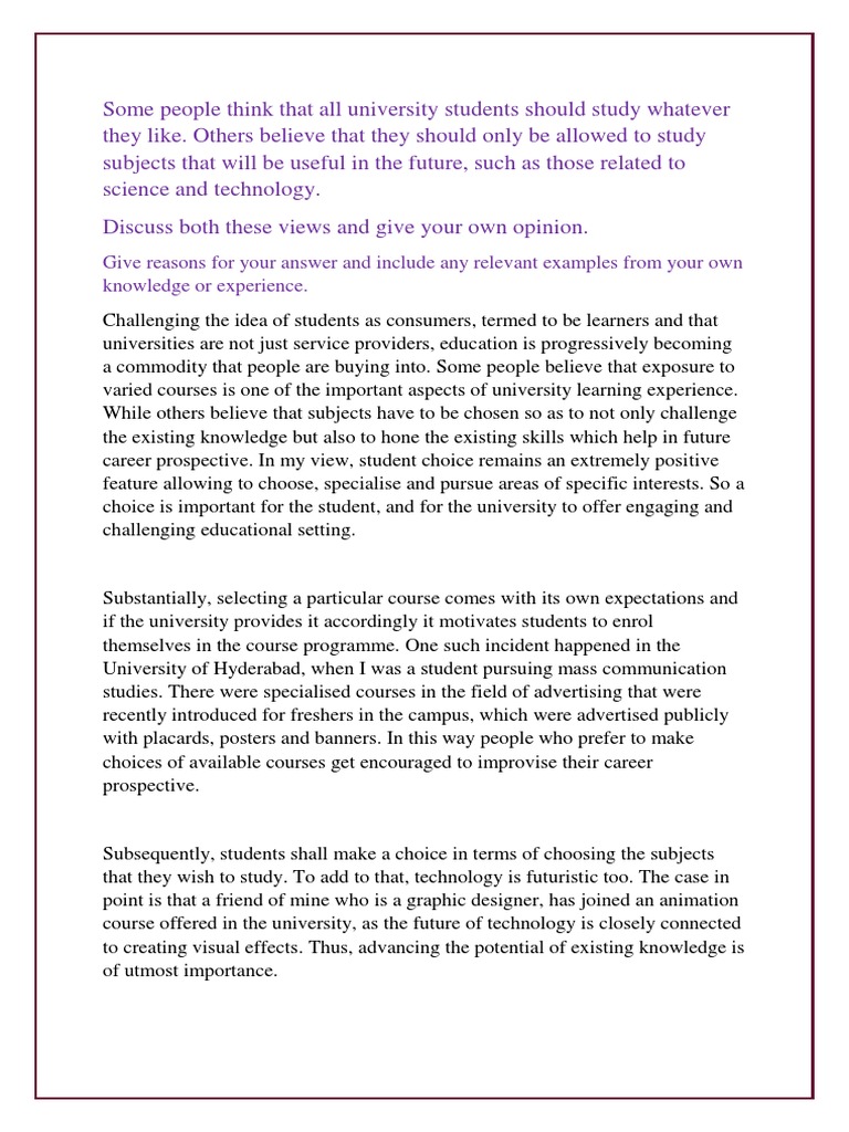 Give Reasons For Your Answer and Include Any Relevant Examples From ...