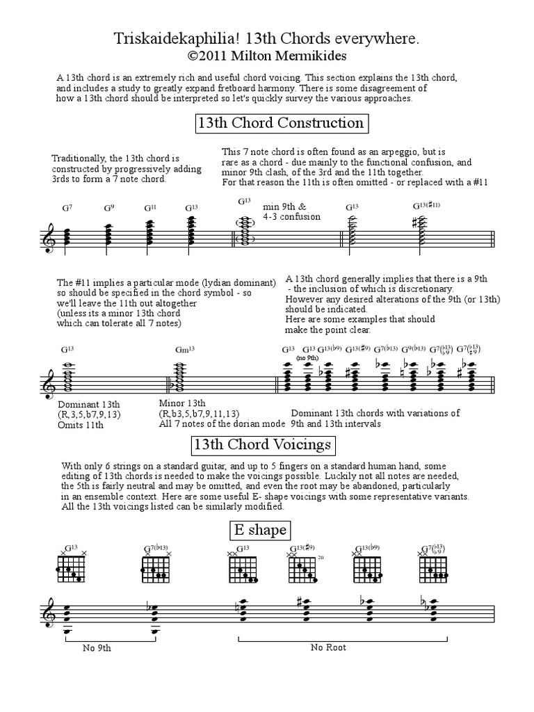 13th Chords | PDF | Chord (Music) | Harmony
