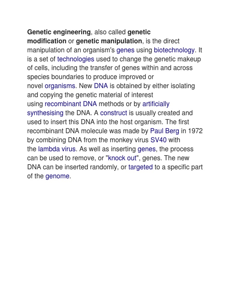 Genetic Engineering | PDF | Science & Mathematics