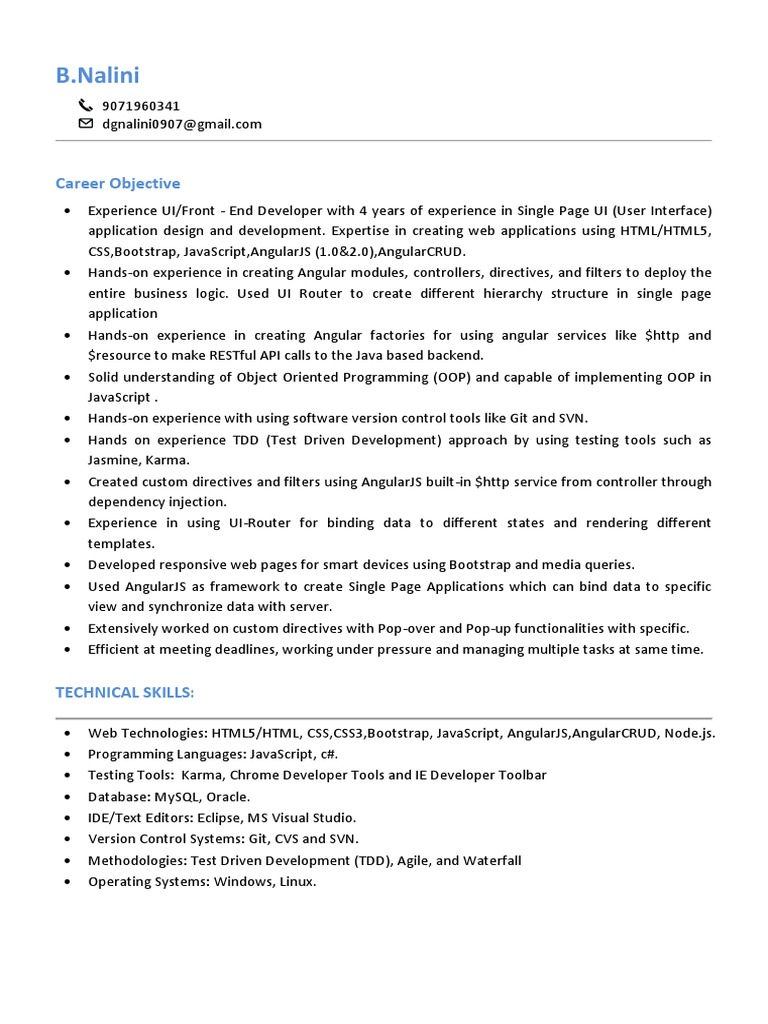 Angular Js Developer | PDF | Angular Js | Java Script Angular Js Developer | PDF | Angular Js | Java Script