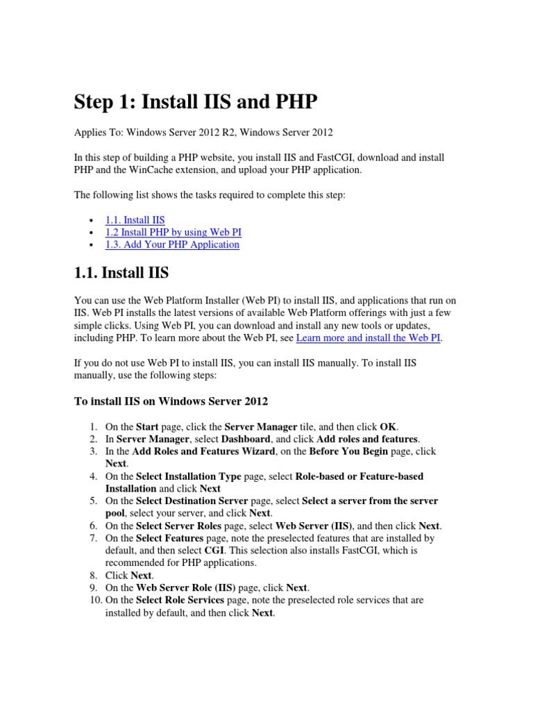 Install IIS & PHP on Windows Server | PDF | Php | Internet Information ...