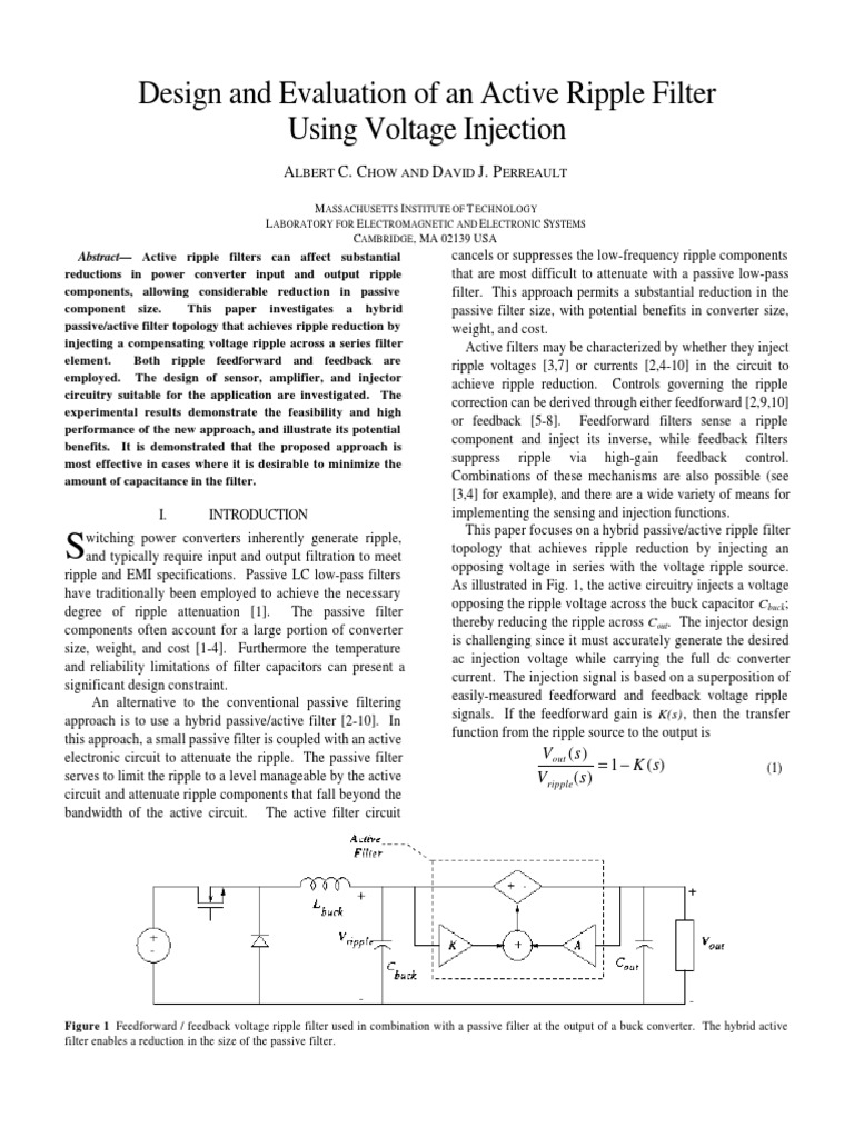 Active Ripple Filter | PDF | Electronic Filter | Transformer