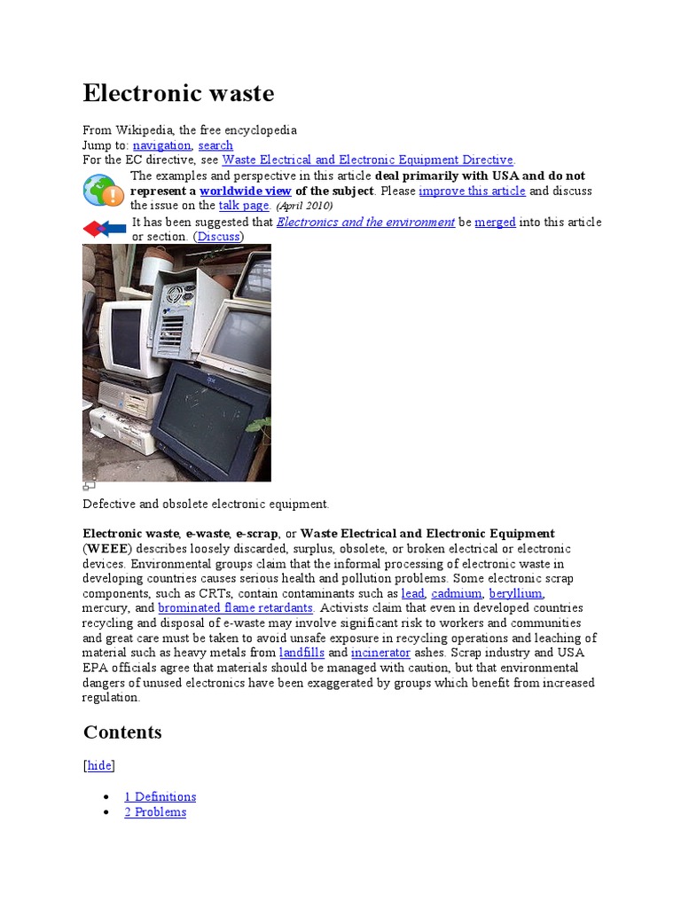E - Waste | PDF | Electronic Waste | Recycling