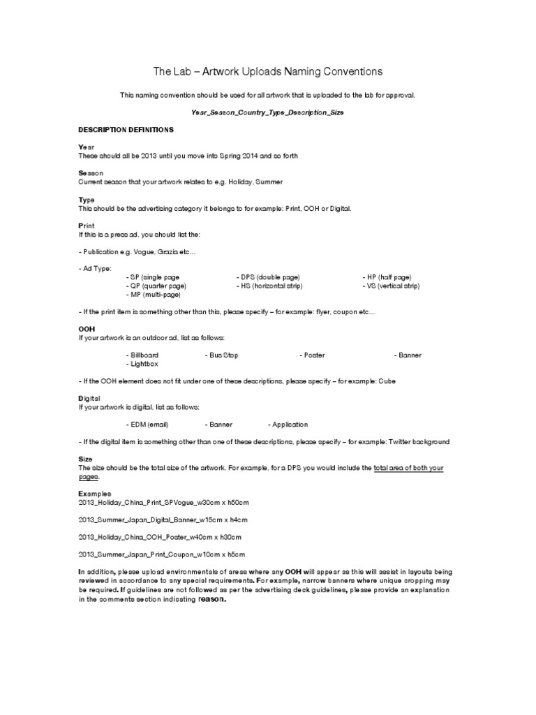 The Lab - Artwork Uploads Naming Conventions: Year - Season - Country ...