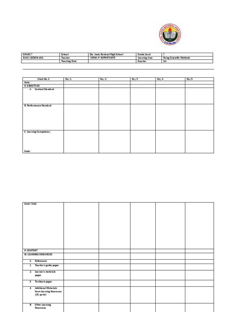 Grade 7 DLL - Template | PDF