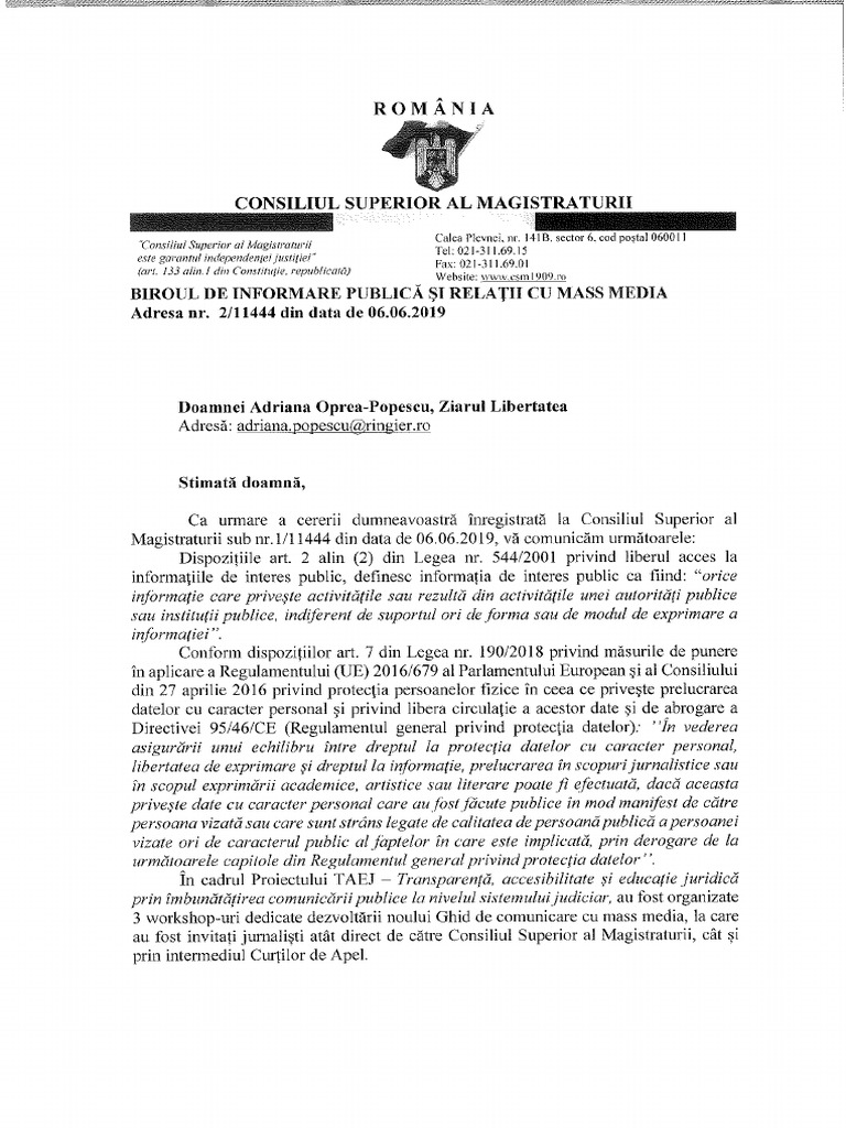 Raspuns Solicitare PDF | PDF