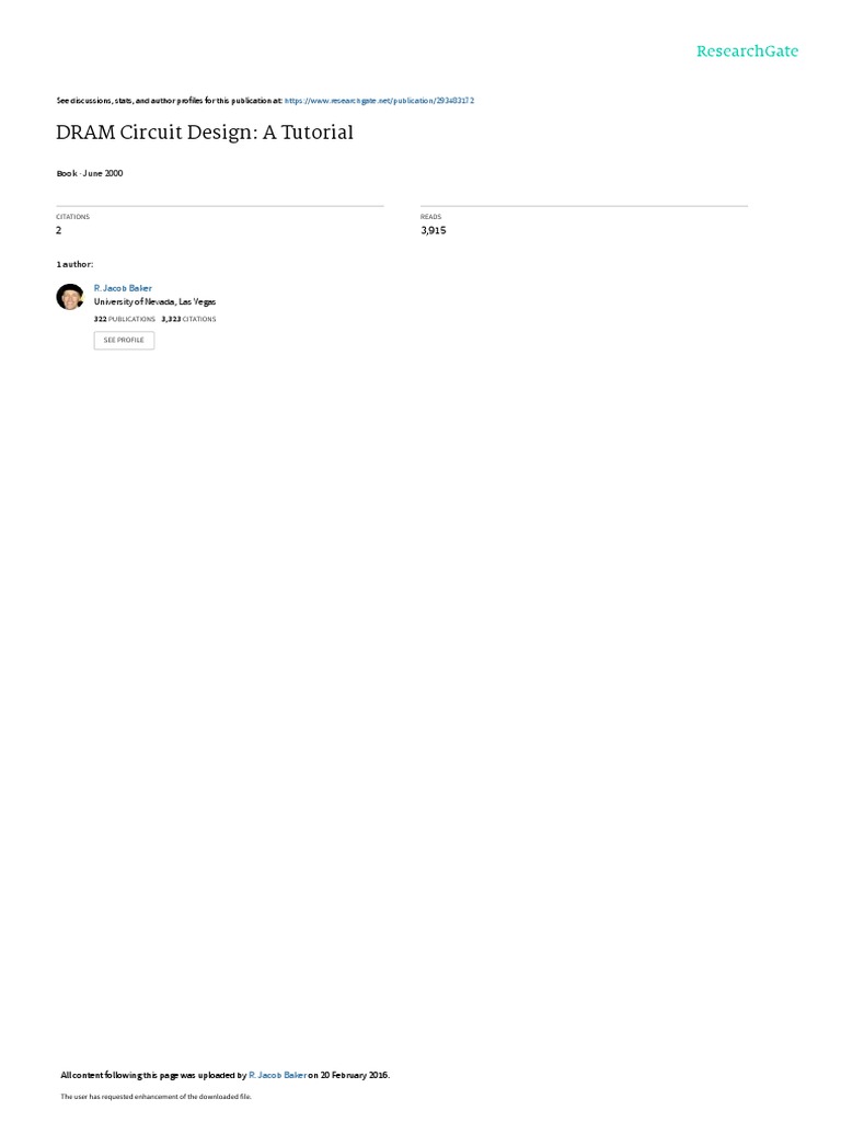 Dram Circuit Design A Tutorial | PDF | Dynamic Random Access Memory ...
