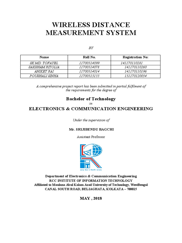 Wireless Distance Measurement | PDF | Electric Motor | Arduino
