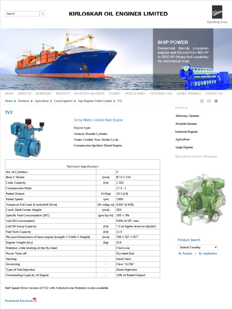 TV2 - Kirloskar Oil Engines LTD | PDF | Engines | Diesel Engine
