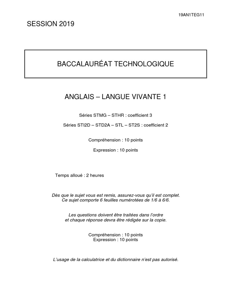 BT Anglais LV1 PDF | PDF