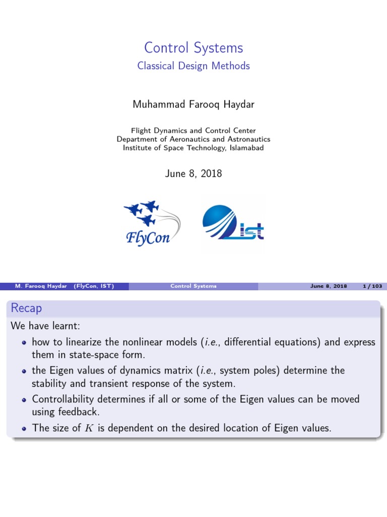 7-Classical Design Methods | PDF | Control Theory | Systems Theory