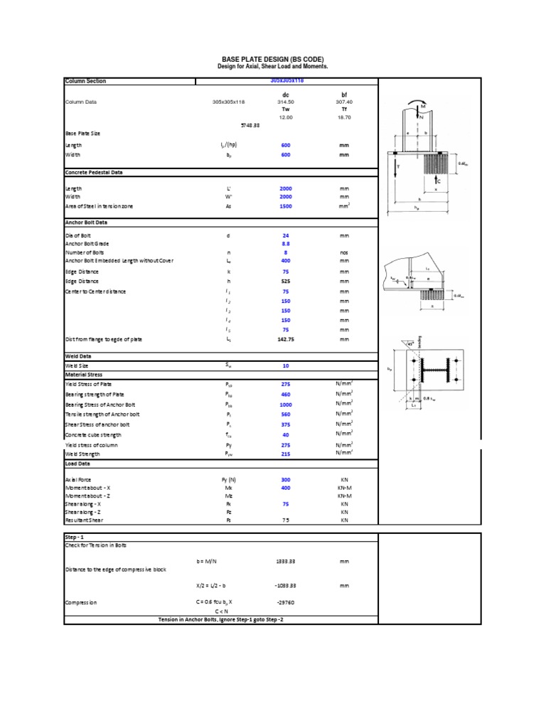 Base Plate Design BS Code | PDF | Screw | Column