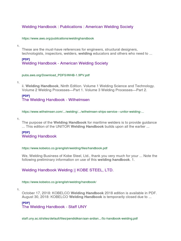 Welding Handbook Download Results | PDF | Welding | Construction