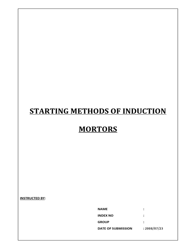 Starting Methods of Induction Motors | PDF | Electric Motor | Equipment