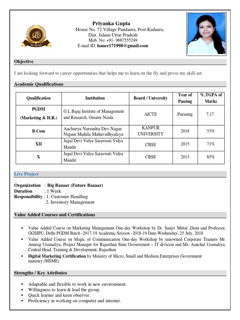 Priyanka Gupta's Resume | PDF | Business