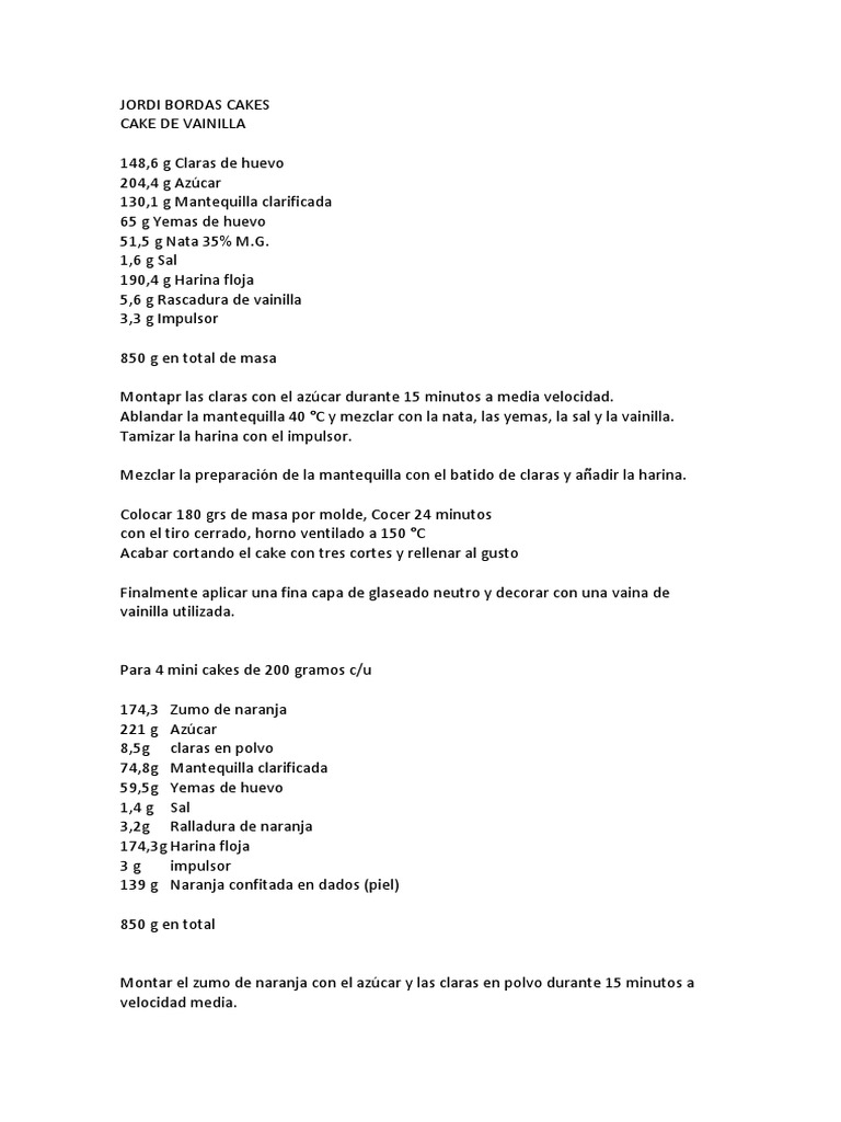Cake Recipe. | PDF