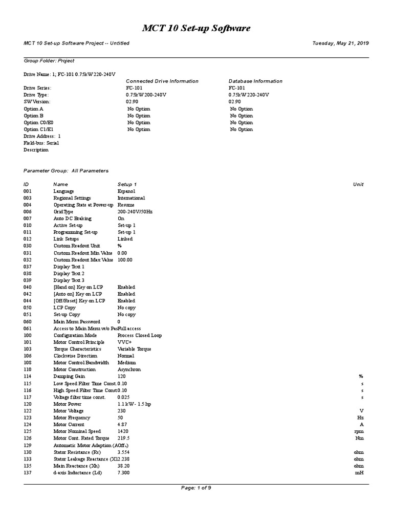 MCT 10 Set-Up Software Project - Untitled Tuesday, May 21, 2019 ...