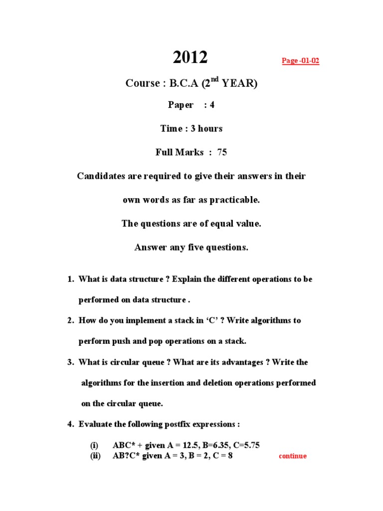 Magadh Bca Paper 4 2012 PDF | PDF