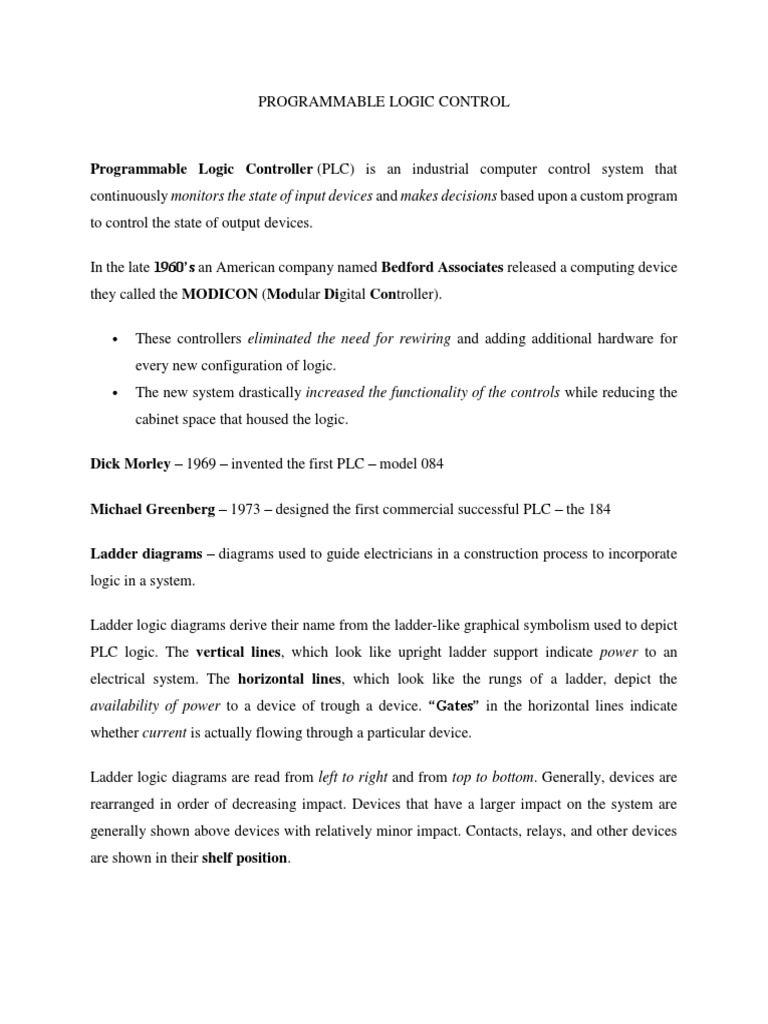 Summary Programmable Logic Control | PDF | Programmable Logic Controller | Logic Gate