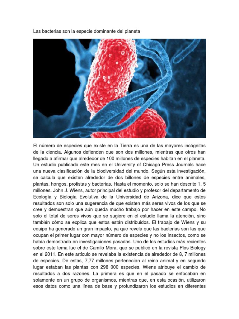 Las Bacterias Son La Especie Dominante Del Planeta - Docx Cami | PDF | Las bacterias | Evolución