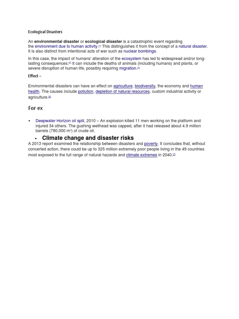 Understanding Ecological Disasters | PDF
