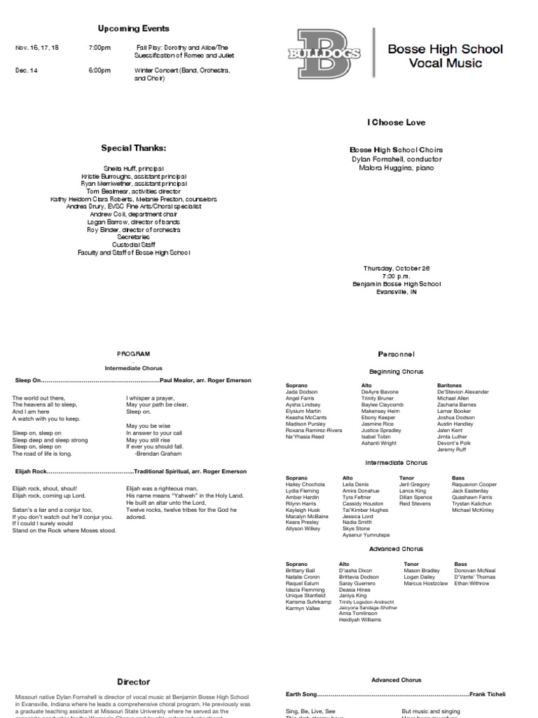 I Choose Love Program | PDF | Choir | Performing Arts