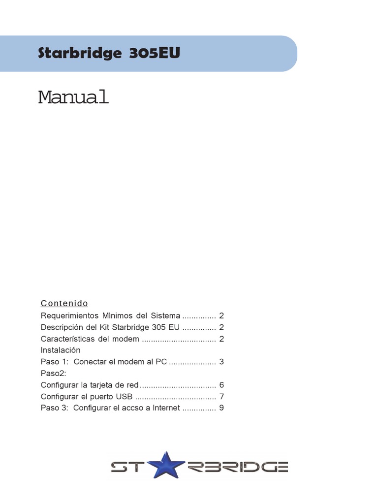 Starbridge 305UE | PDF | USB | Módem