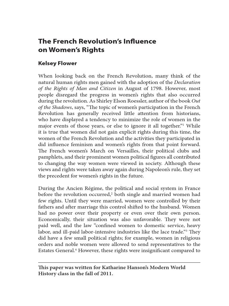 French Revolution's Impact on Women's Rights | PDF | French Revolution ...