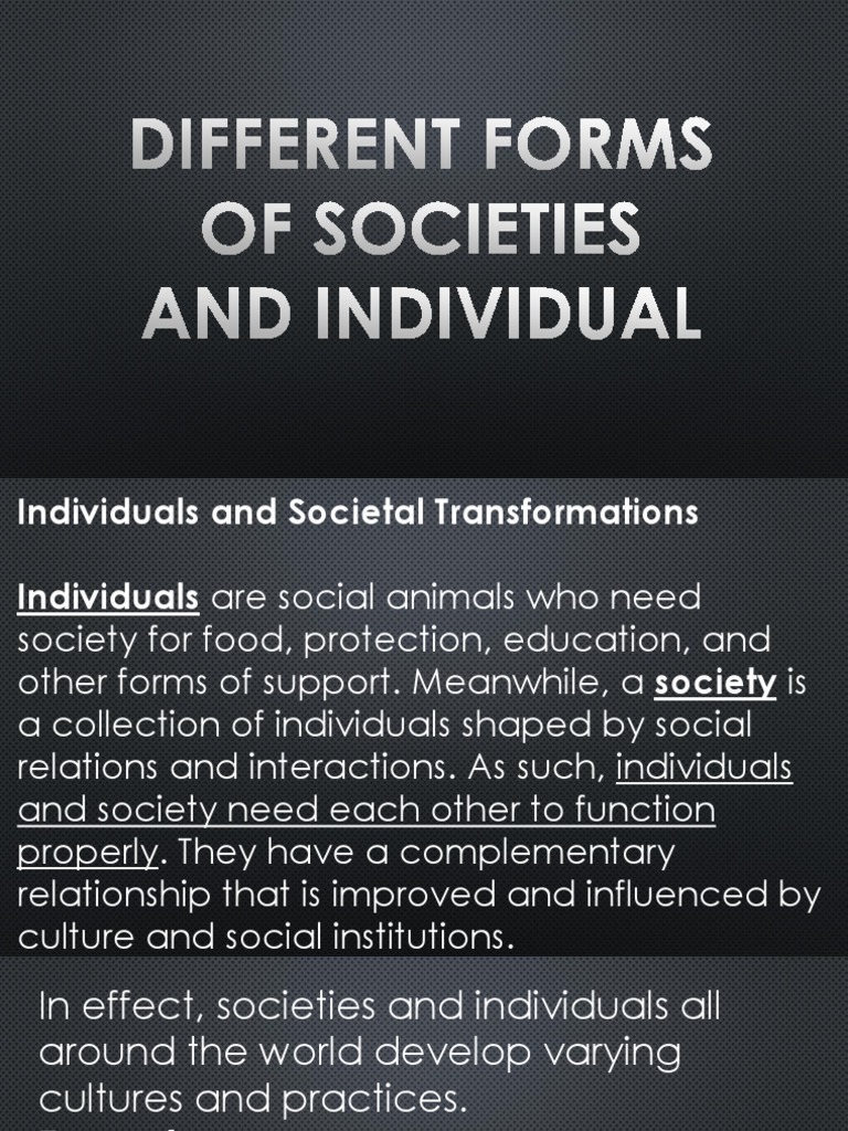 Different Forms of Society and Individuals | PDF | Working Class | Society