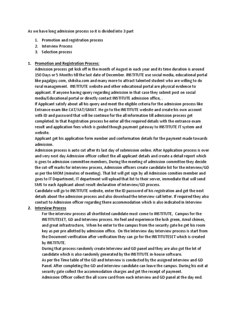 Comprehensive Admission Process Guide | PDF | University And College ...