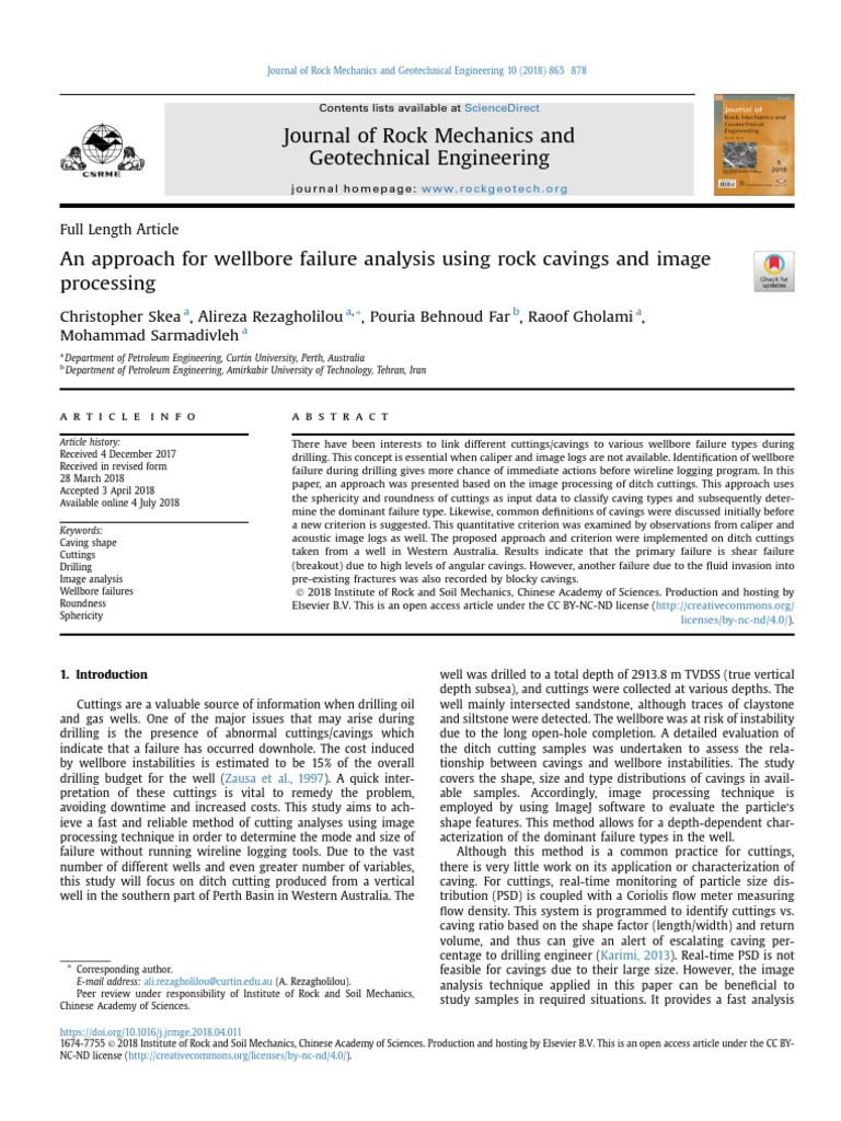 An Approach For Wellbore Failure Analysis Using Rock Cavings and Image ...