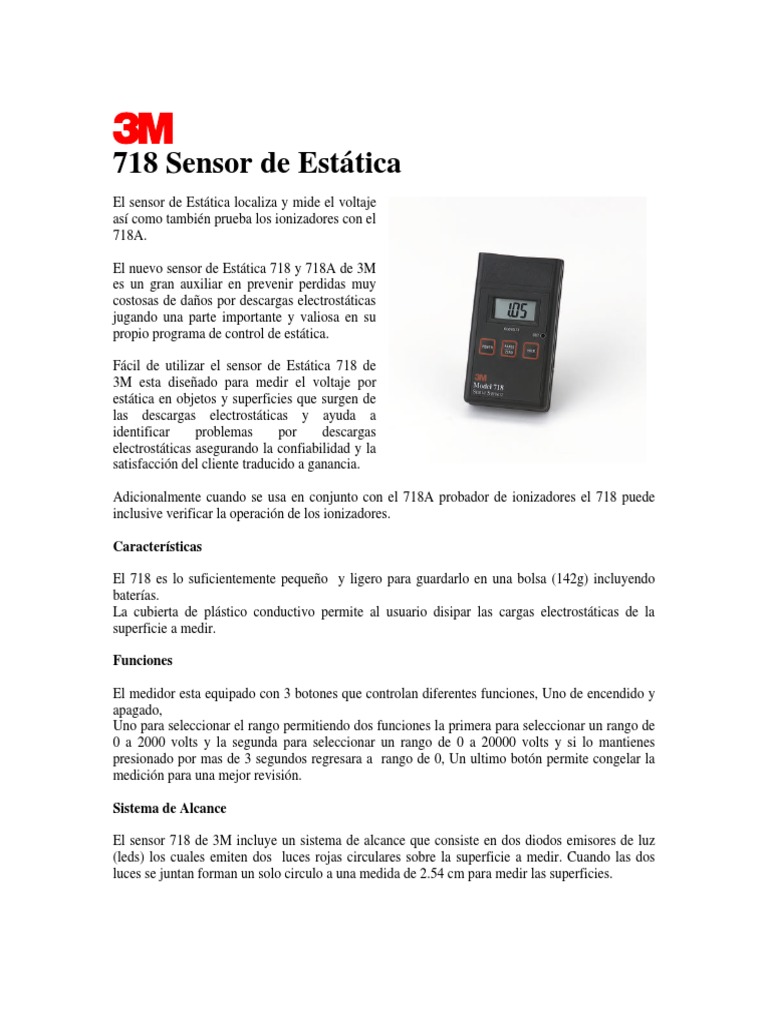 Sensor de Estática 718 de 3M | PDF | Diodo emisor de luz | Descarga ...